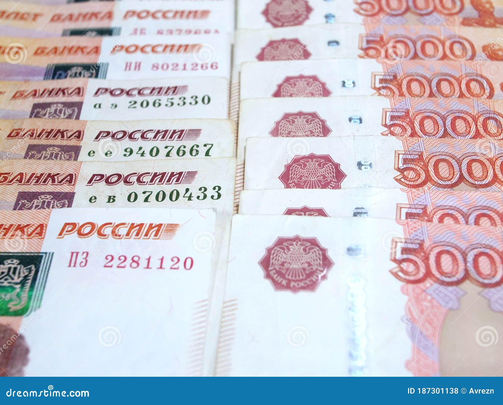 Layout of Russian Rubles, Many Banknotes Stock Photo - Image of credit ...