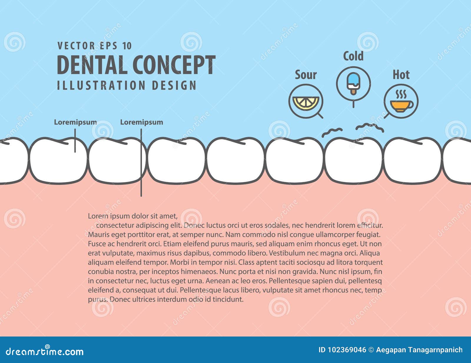 Layout Sensitive Teeth Illustration Vector on Blue Background. D Stock ...