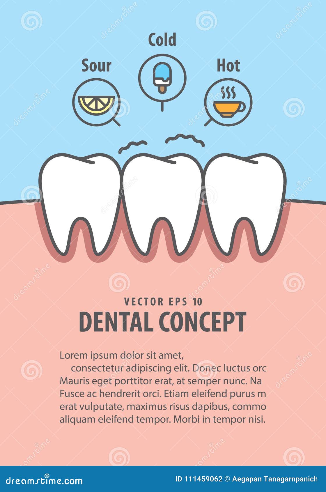 Layout Sensitive Teeth Illustration Vector on Blue Background. D Stock ...