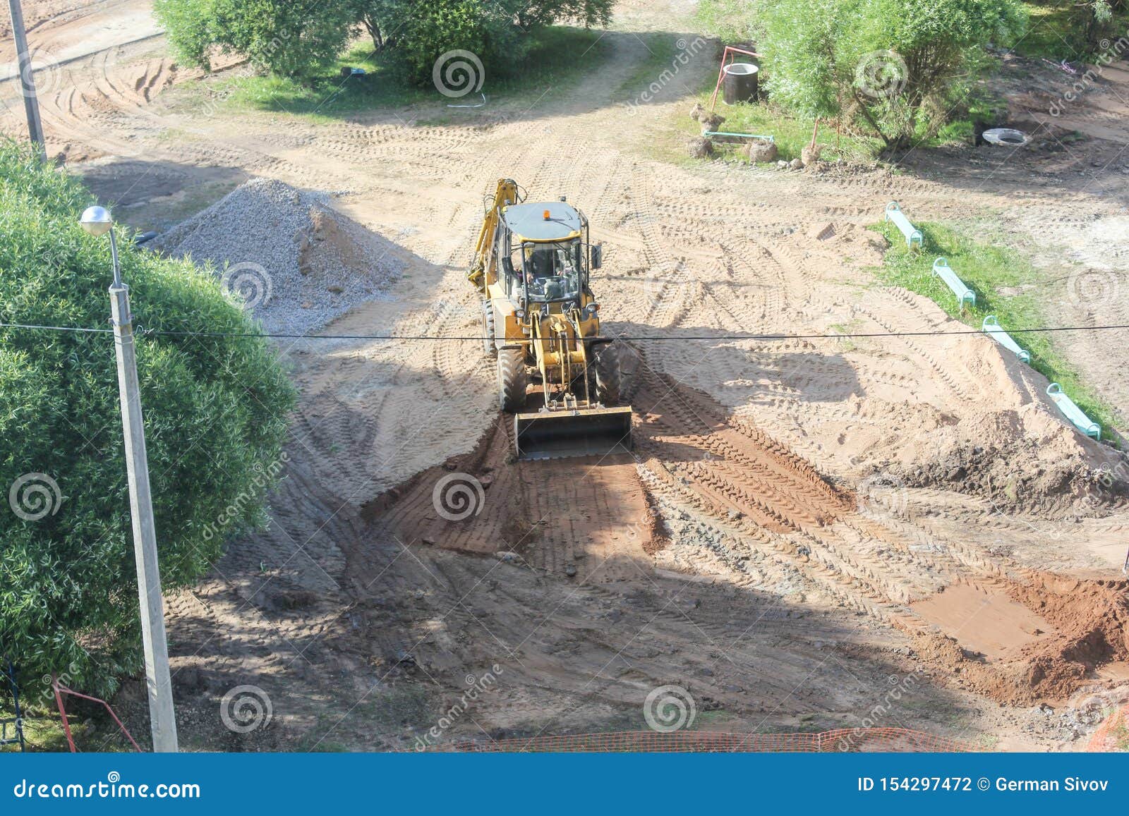 Layout site excavator editorial photography. Image of landscaper ...