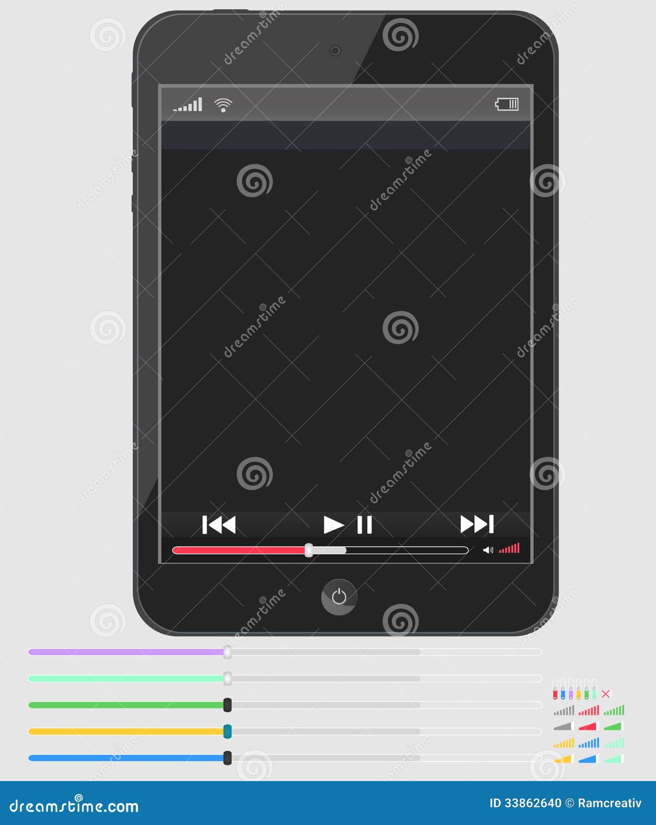 Layout Smartphone with Multimedia Player Stock Vector - Illustration of ...