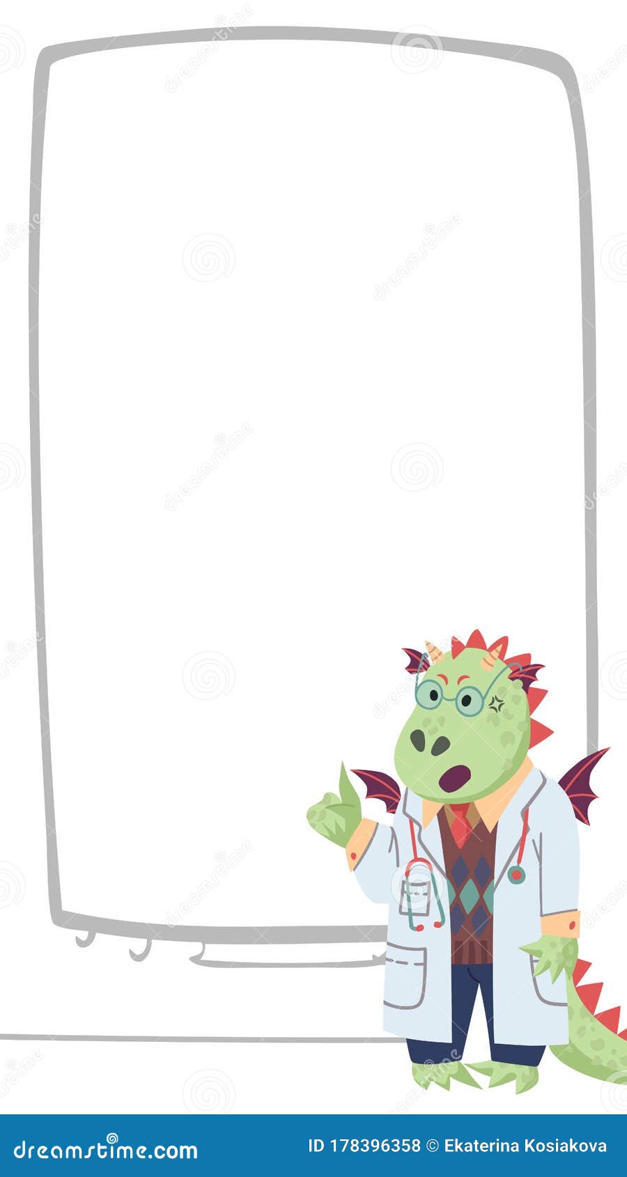 Doctor Dragon And Patient Whose Body Is Shown In The X-ray. Vector ...