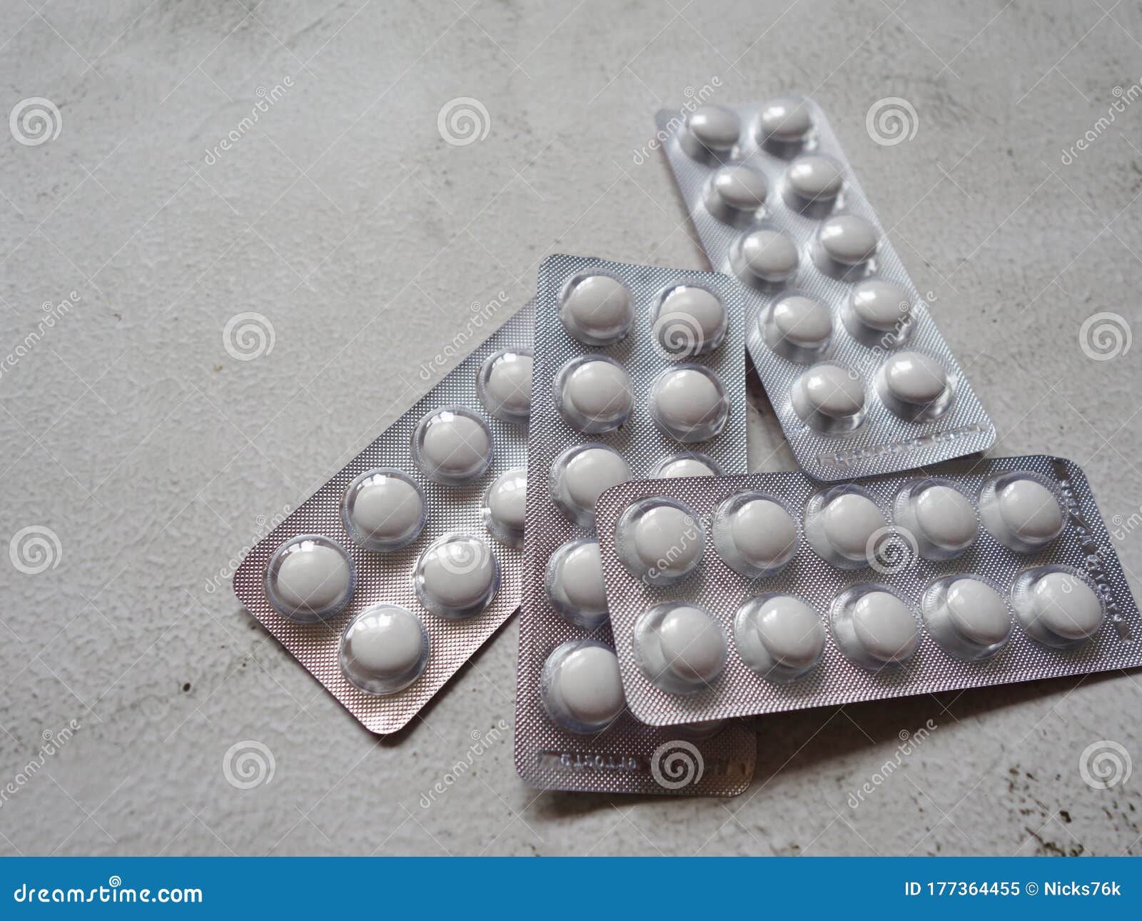 Layout of Tablets in Plastic Packaging on a Light Background Stock ...