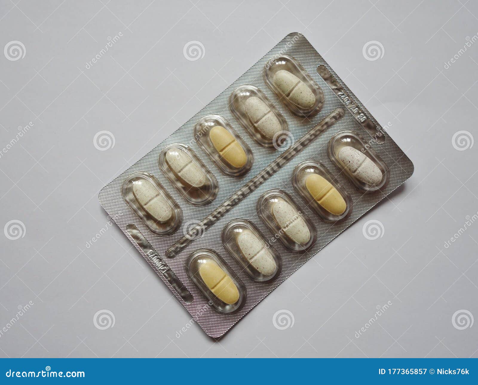 Layout of Tablets in Plastic Packaging on a Light Background Stock ...