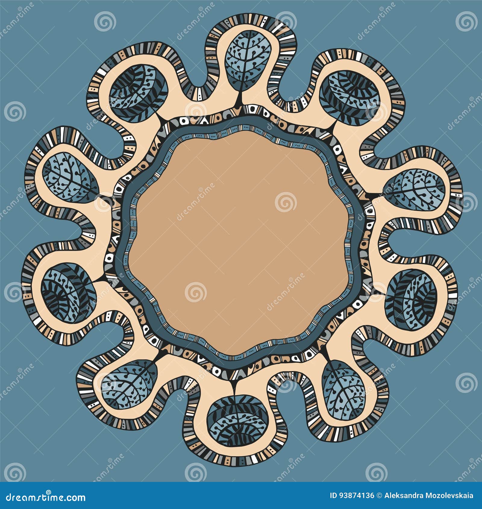 Layout Template Design with the Round Decorative Frame Stock Vector ...