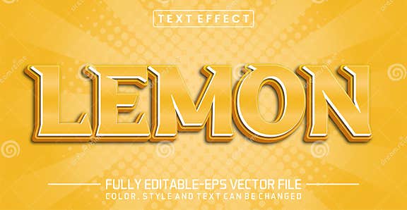 Lemon Text Editable Style Effect Stock Vector - Illustration of ...