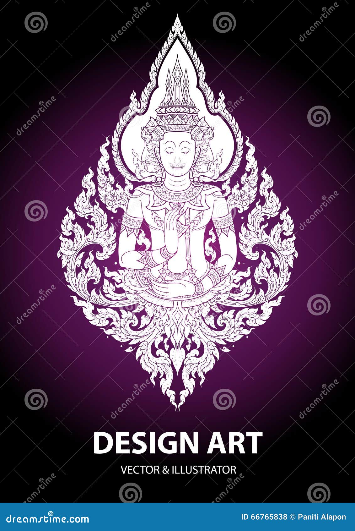 Layout Thai Buddha Outline Stroke Vector | CartoonDealer.com #70644769