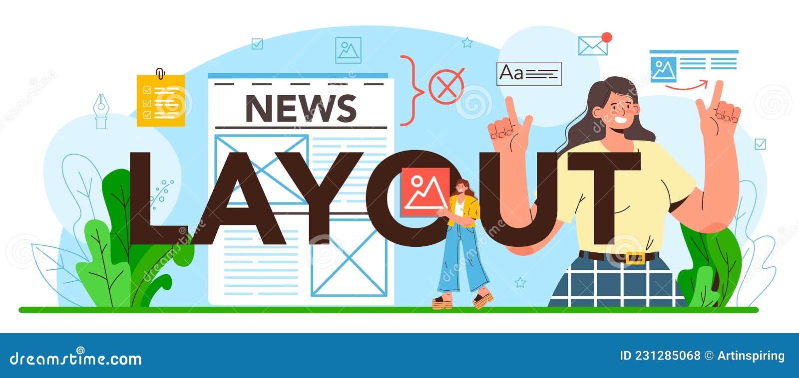 Layout Typographic Header. Magazine or Newspaper Layout Stock Vector ...