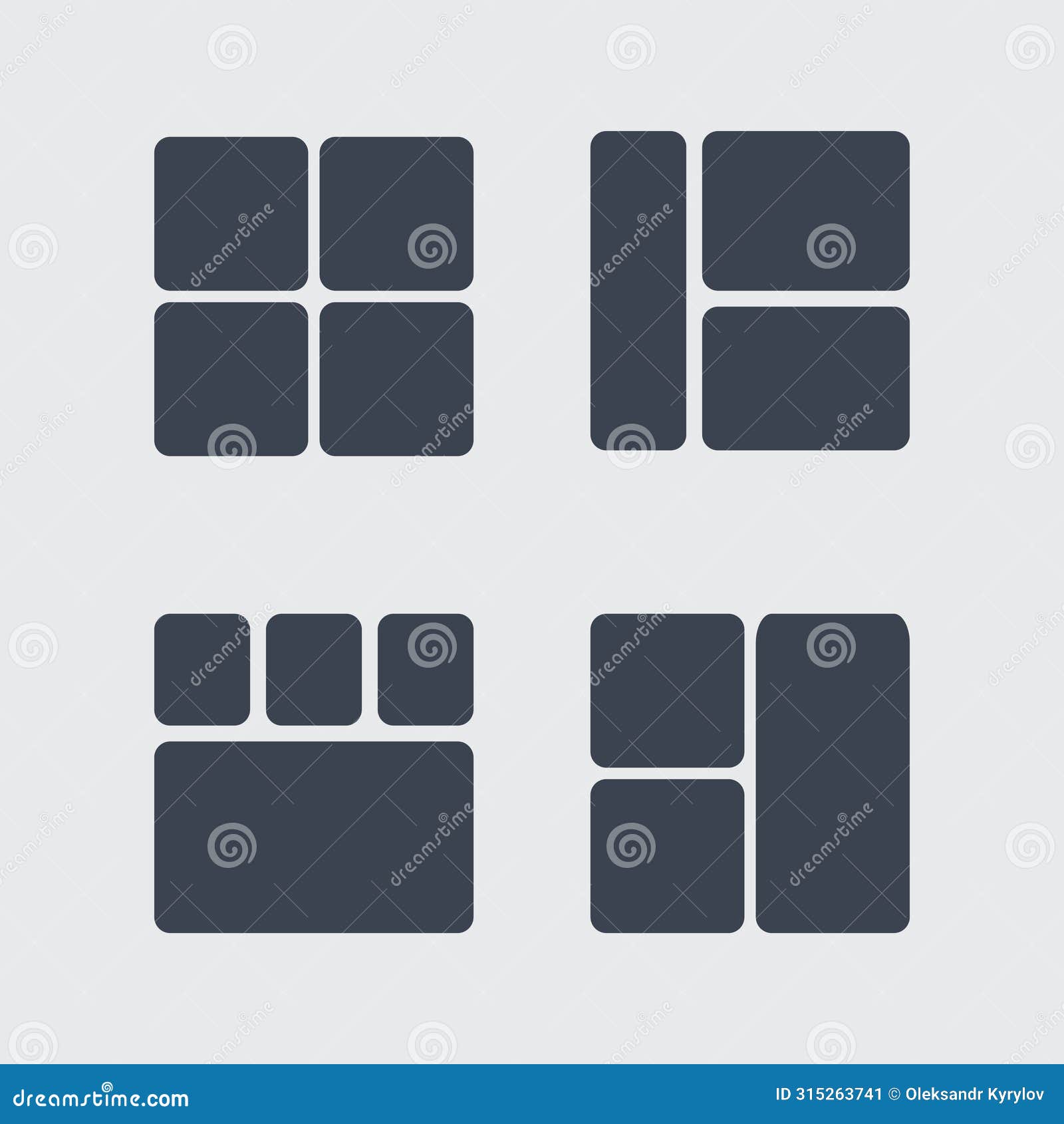 Layout UI Wireframe Icons for Web Graphics and Apps. Module Structure ...