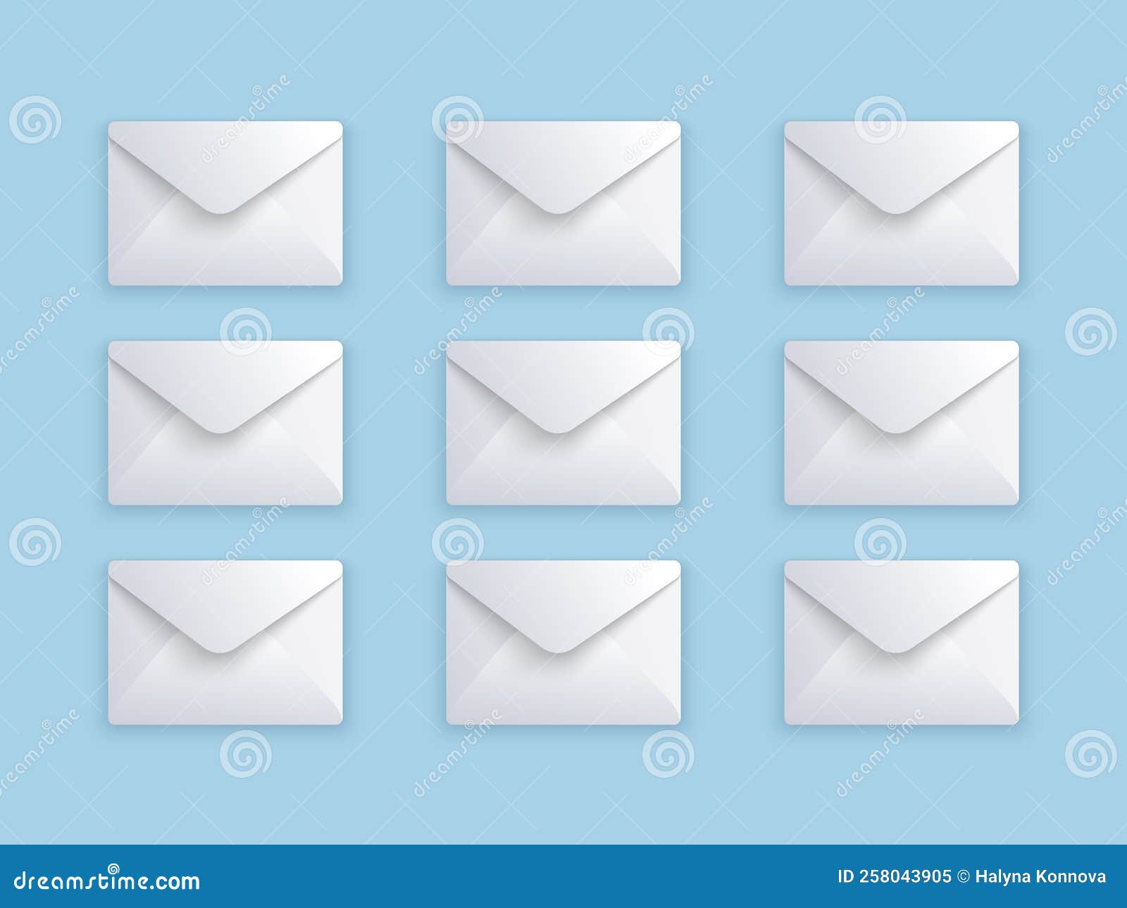 Layout of White Envelopes on the Blue Background. Vector Concept ...