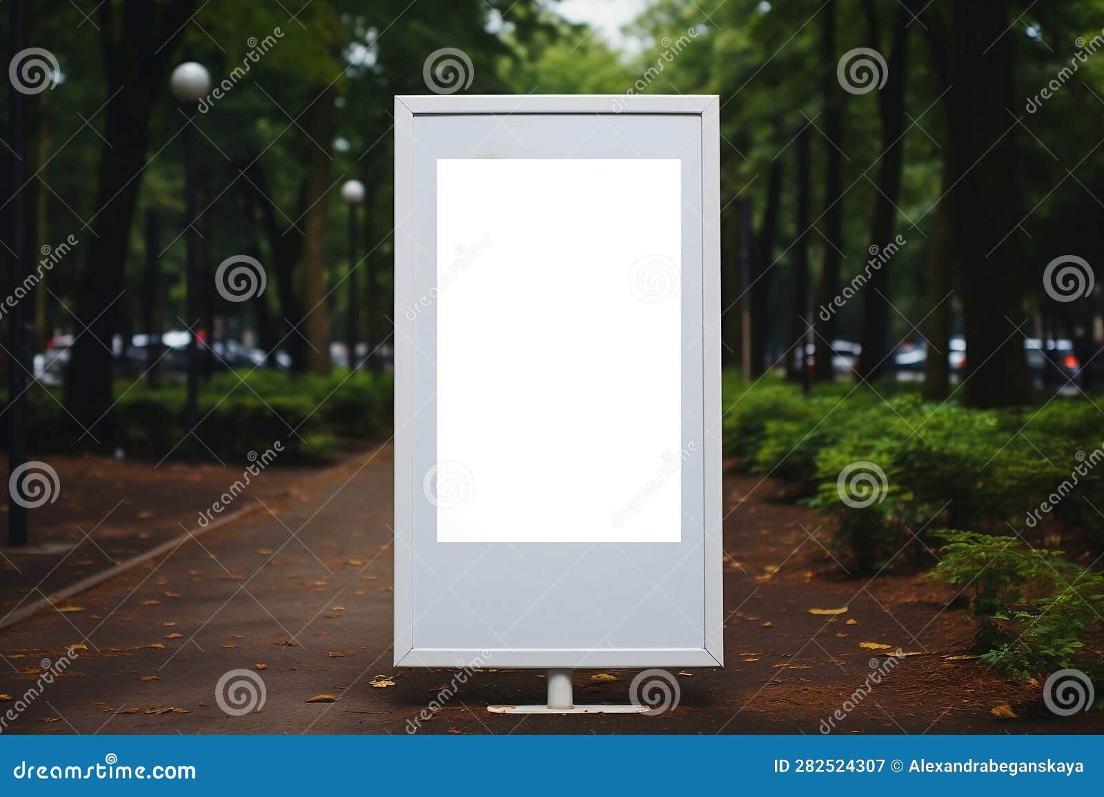 Layout of a White Outdoor Advertising Poster in the Park Stock ...