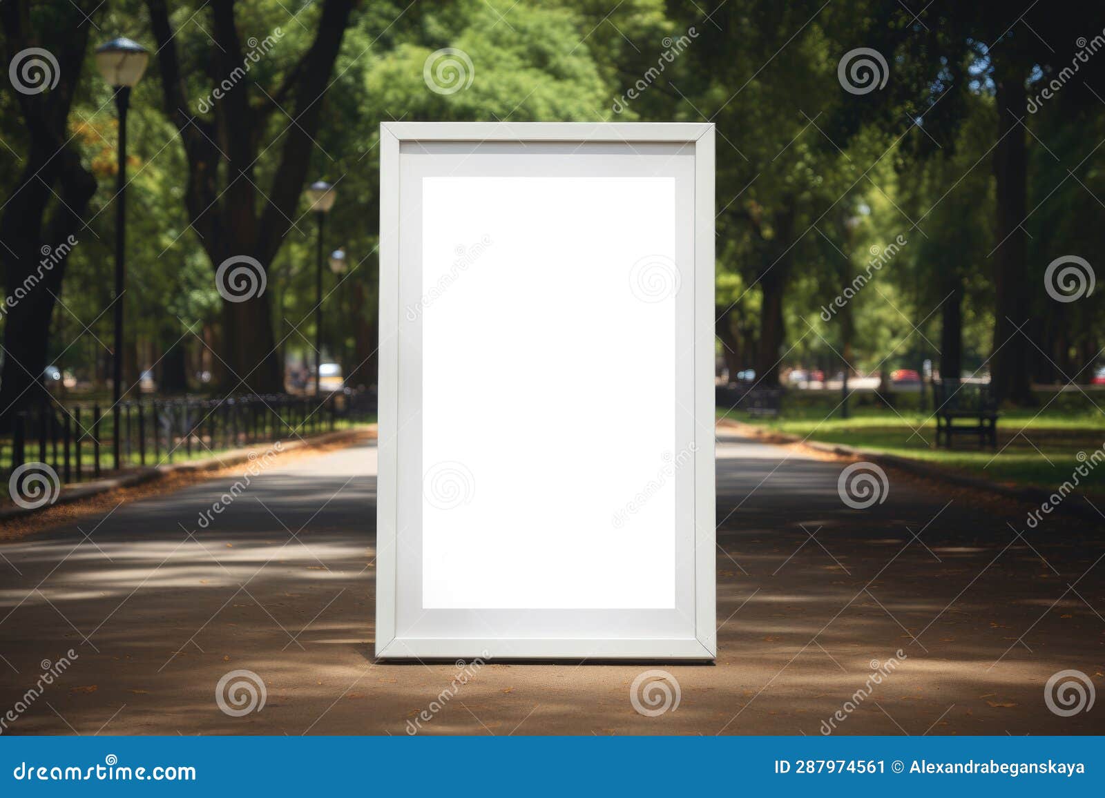 Layout of a White Outdoor Advertising Poster in the Park Stock ...