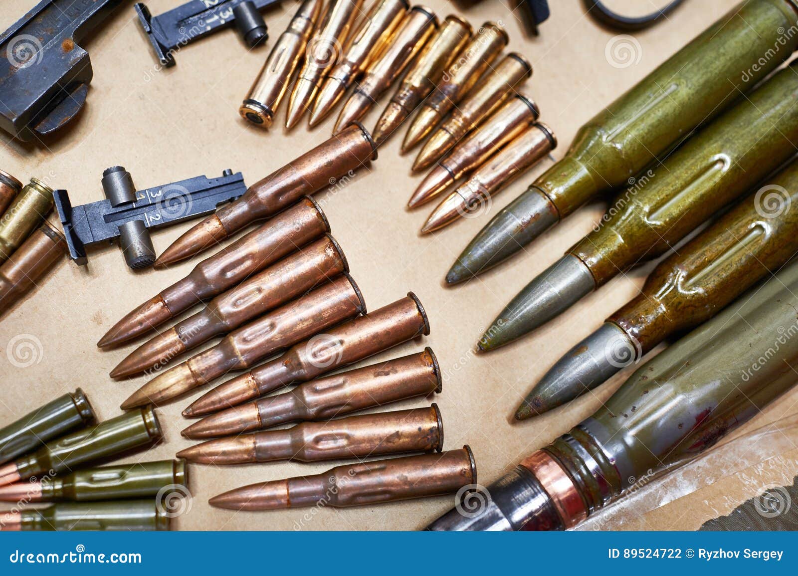 Layouts Ammo Rifles And Machine Guns Of World War II Stock Photo ...