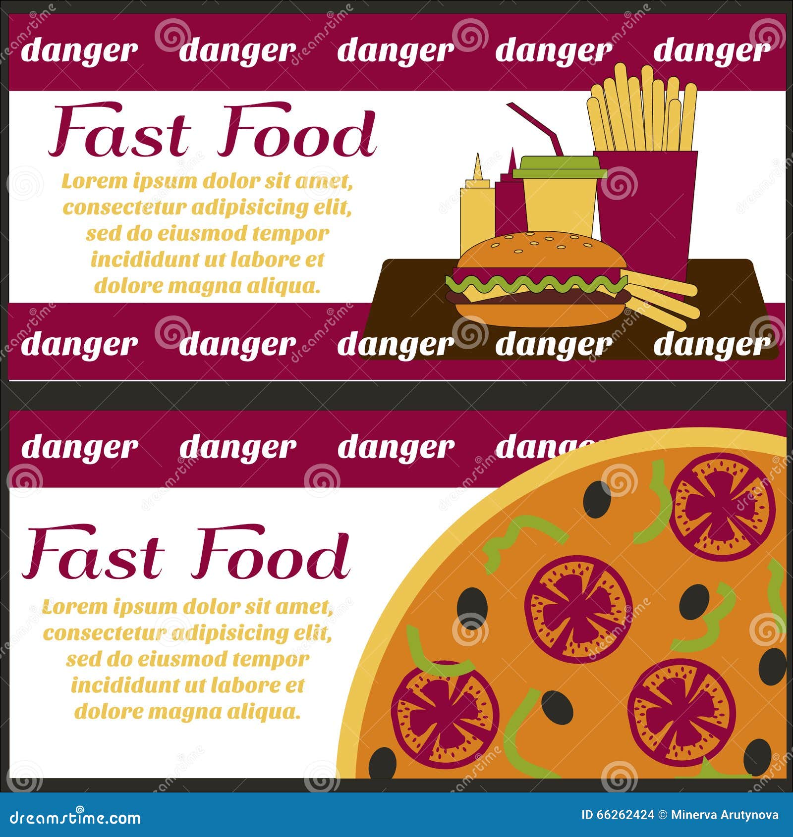 Layouts Leaflets about Poor Diet. Fast Food Stock Illustration ...