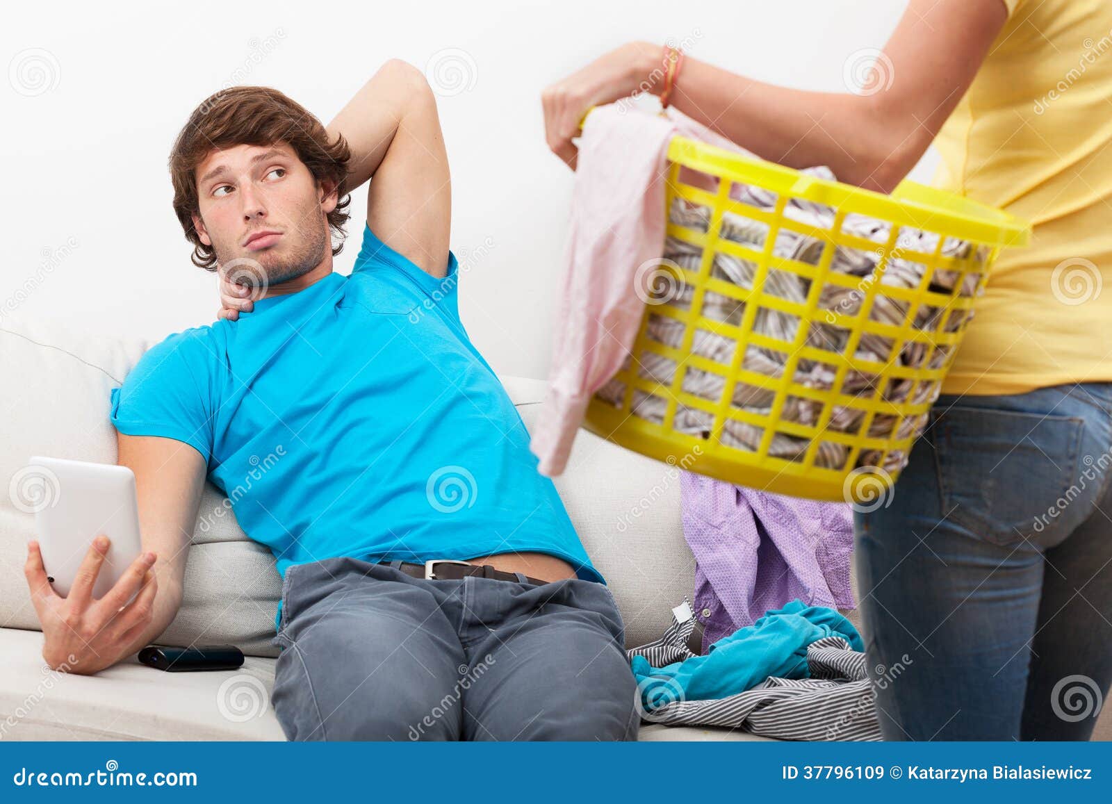Lazy stock image. Image of cleaner, couple, lady, attractive - 37796109