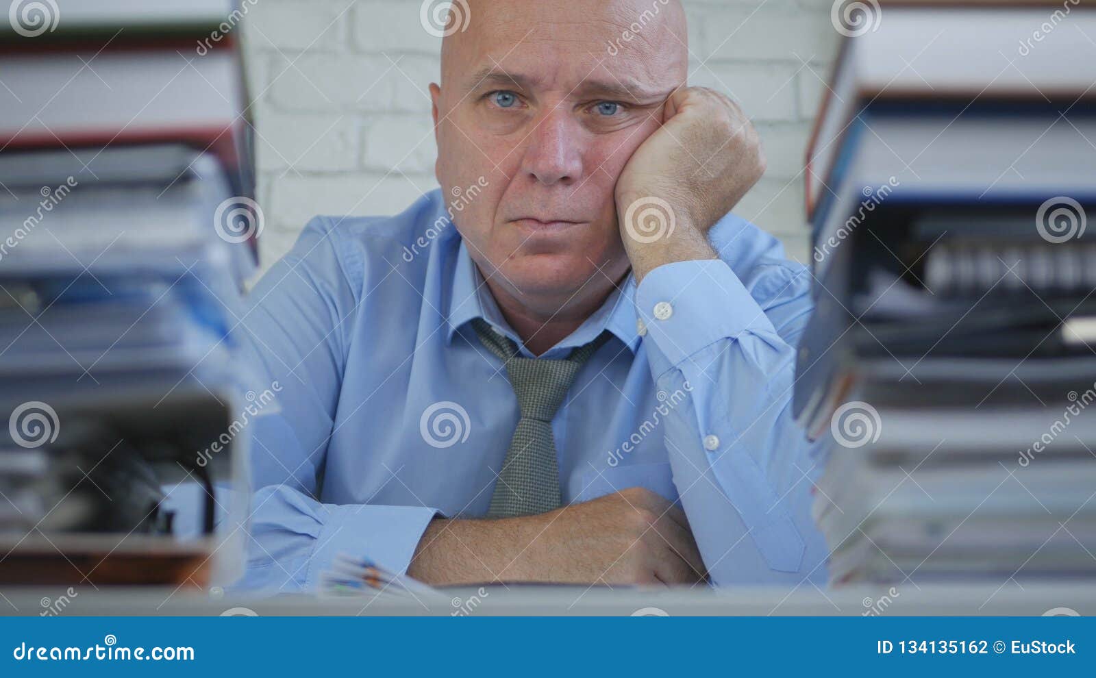 Lazy and Bored Businessman Sitting in Accounting Office Stock Photo ...