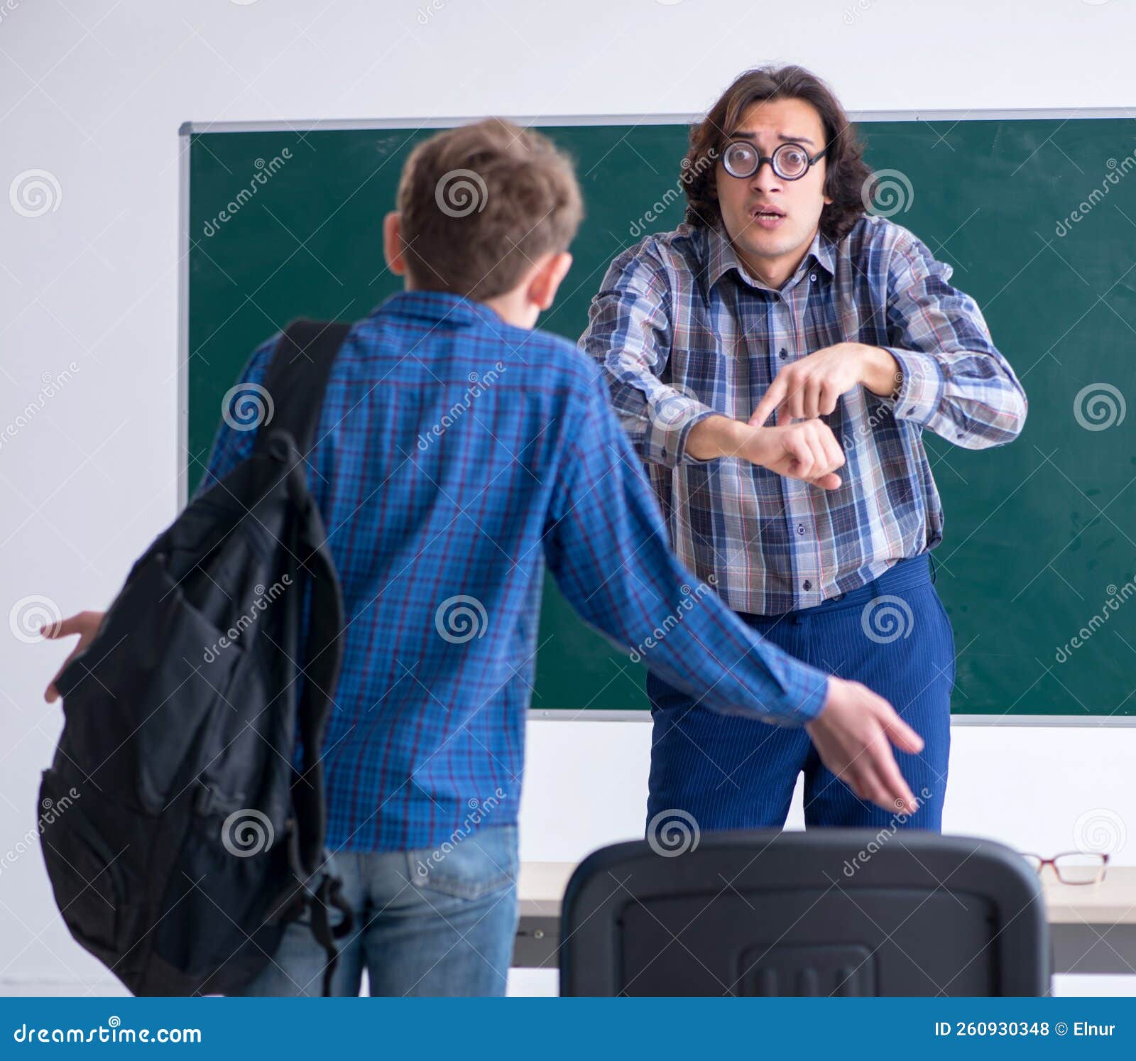 Lazy Boy Being Late for School Stock Photo - Image of checking, explaining: 260930348