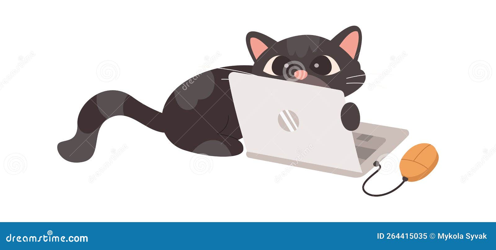 Lazy Cat On Computer