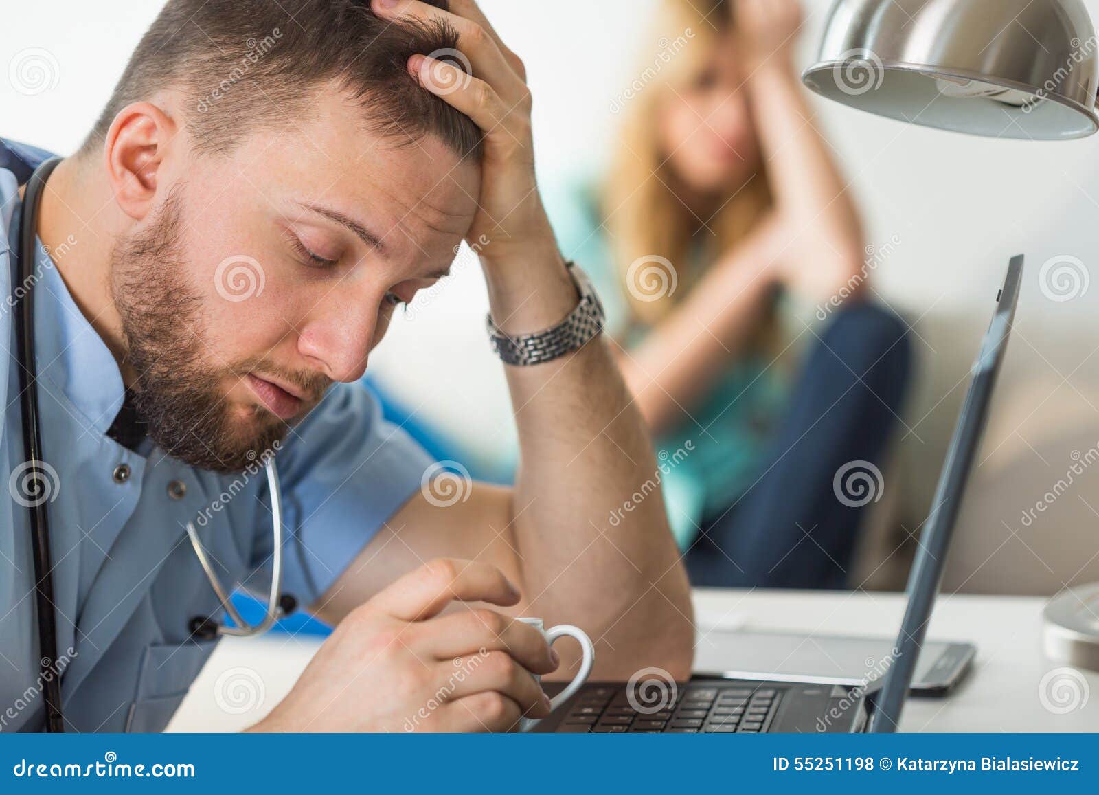 Lazy doctor and nurse stock photo. Image of illness, overworked - 55251198