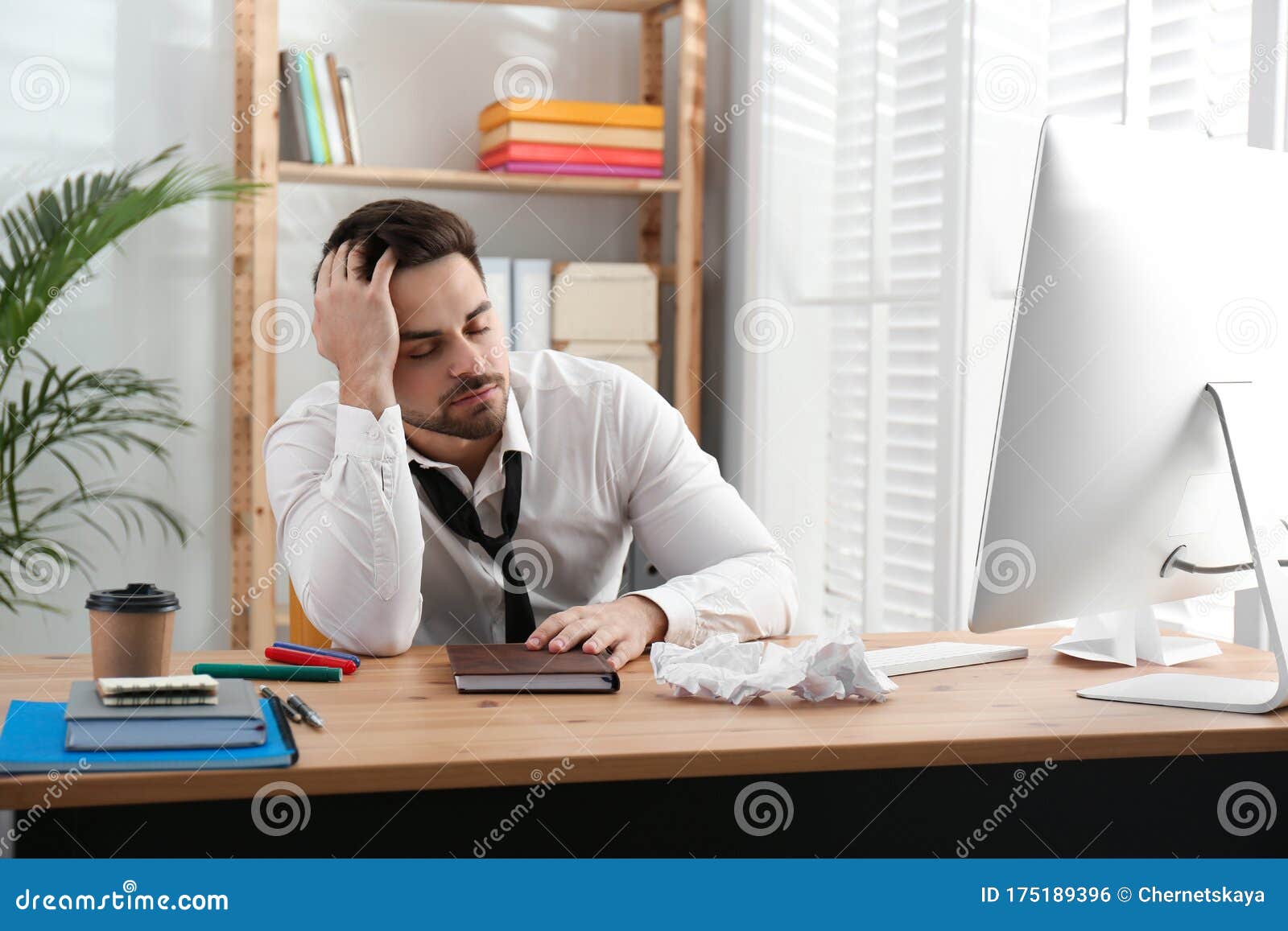 Lazy Employee Sleeping in Office Stock Photo - Image of lazy, clutter ...
