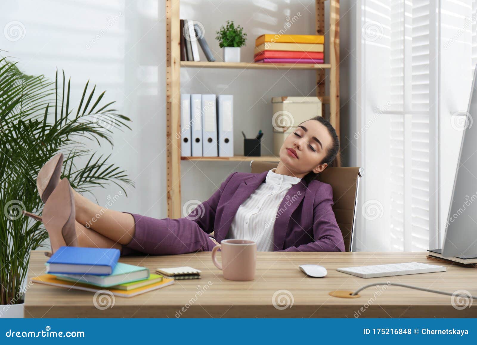 Lazy Employee Sleeping at Table in Office Stock Photo - Image of ...