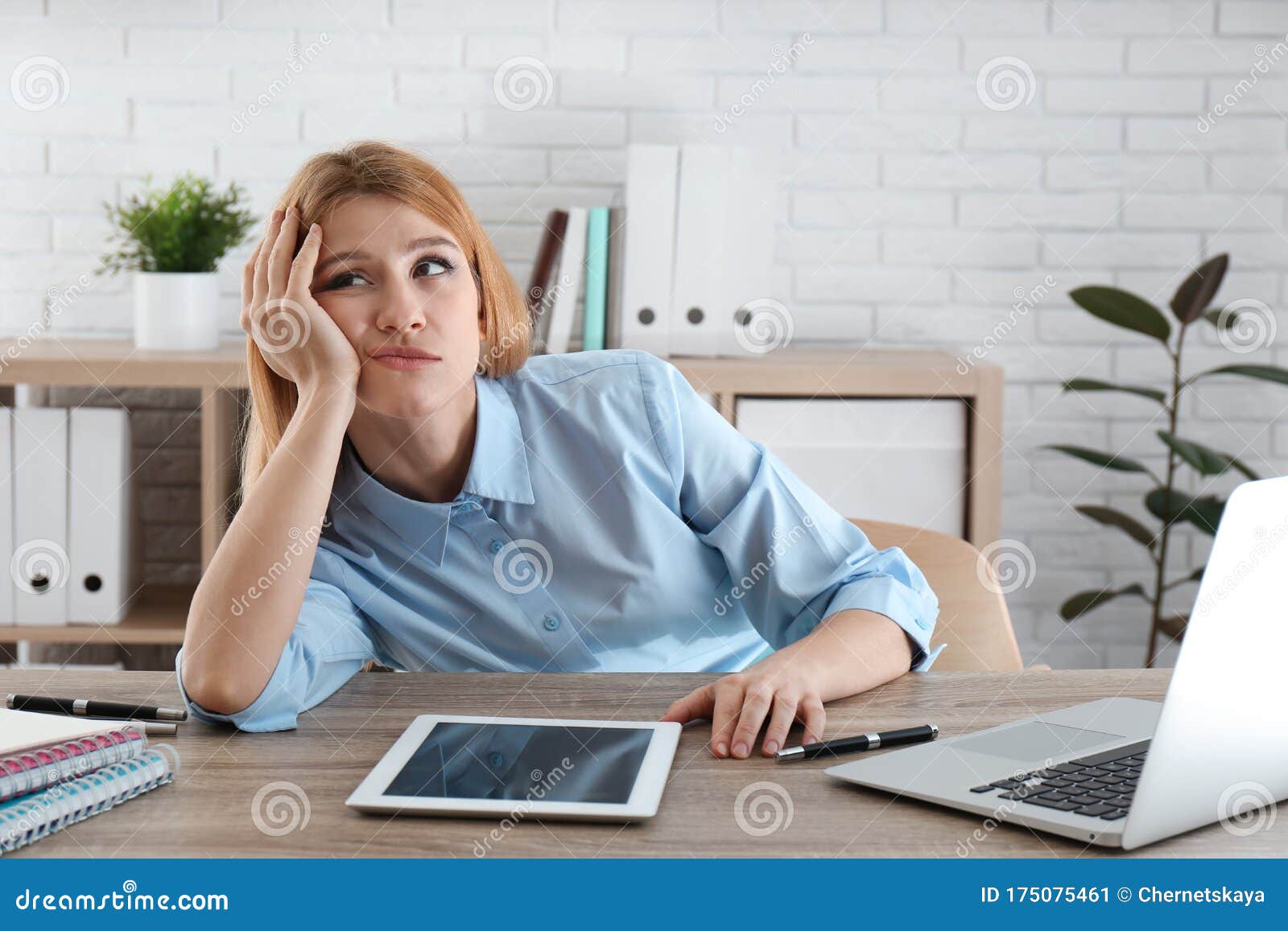 Lazy Employee Wasting Time at Table Stock Image - Image of ...