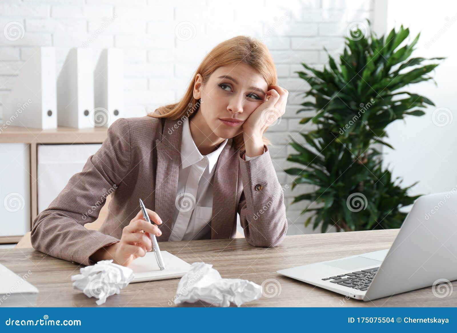 Lazy Employee Wasting Time at Table Stock Photo - Image of mess ...