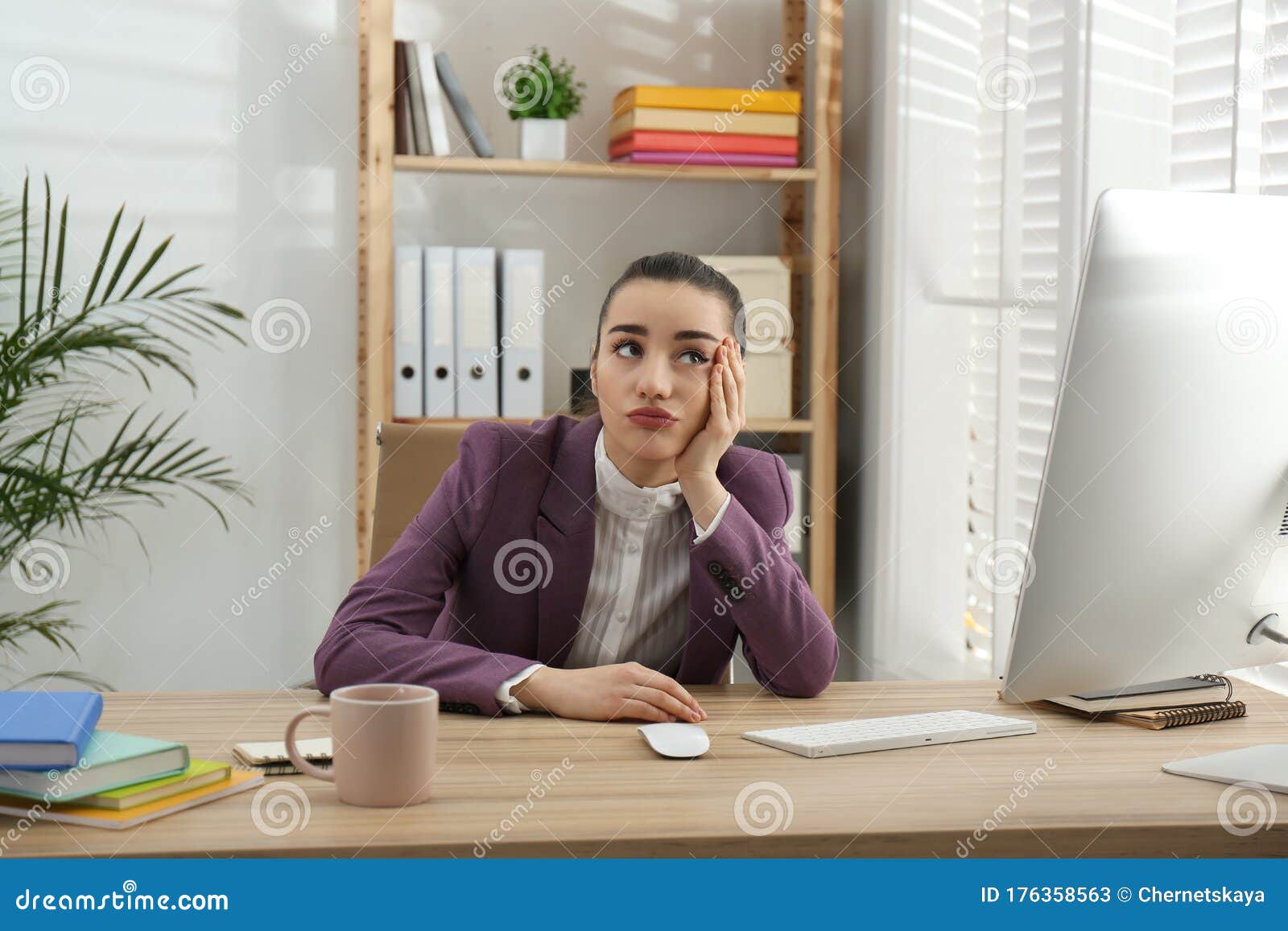 Lazy Employee Wasting Time at Table Stock Image - Image of office ...