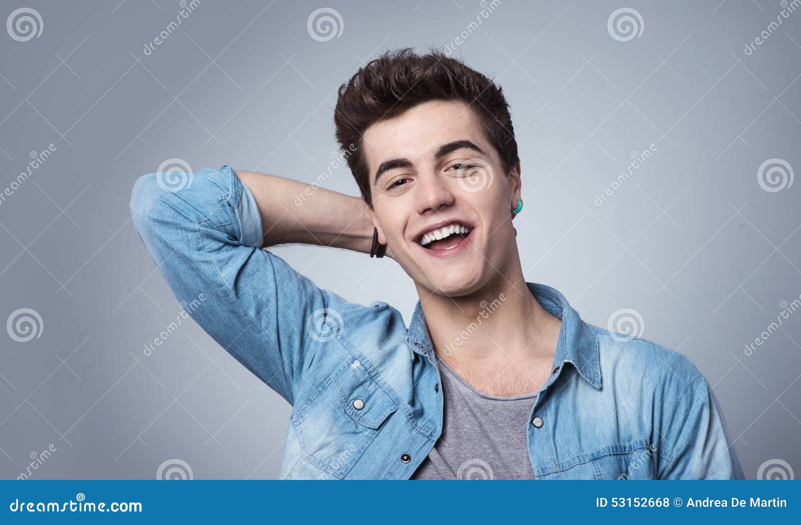 Lazy guy laughing stock photo. Image of positivity, cheerful - 53152668