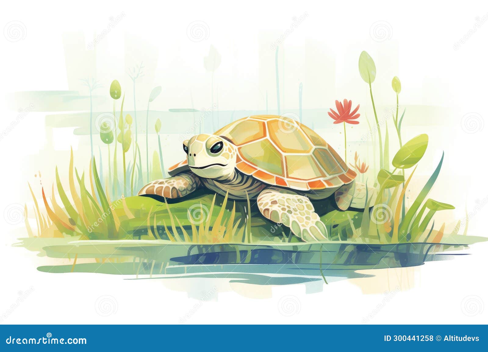 Lazy-looking Turtle Moving Slowly Towards Seagrass Stock Photo - Image ...
