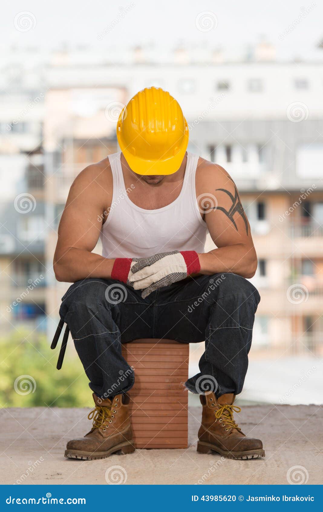 Lazy Man on Construction stock photo. Image of repair - 43985620