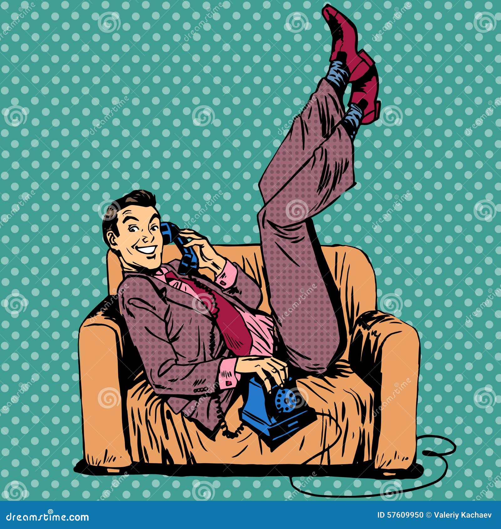 Lazy Man Sofa Talking Phone Stock Vector - Illustration of vector ...