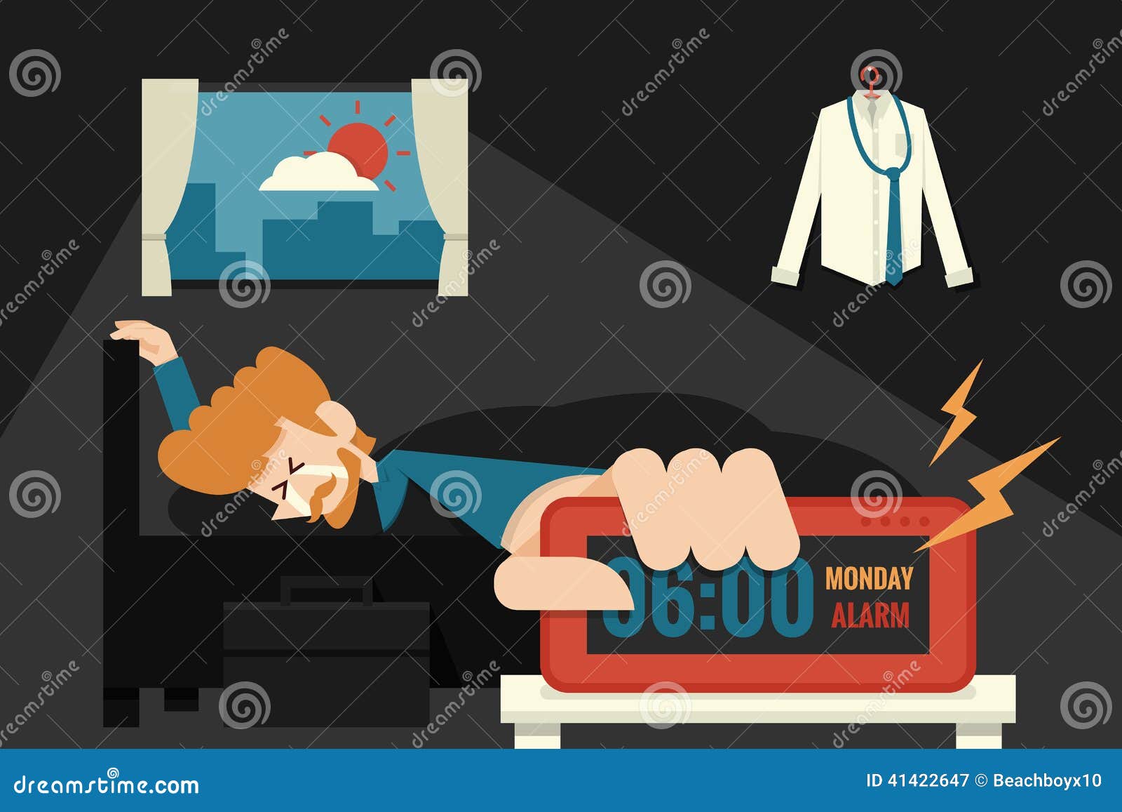 Lazy Monday stock vector. Illustration of calendar, alarm - 41422647