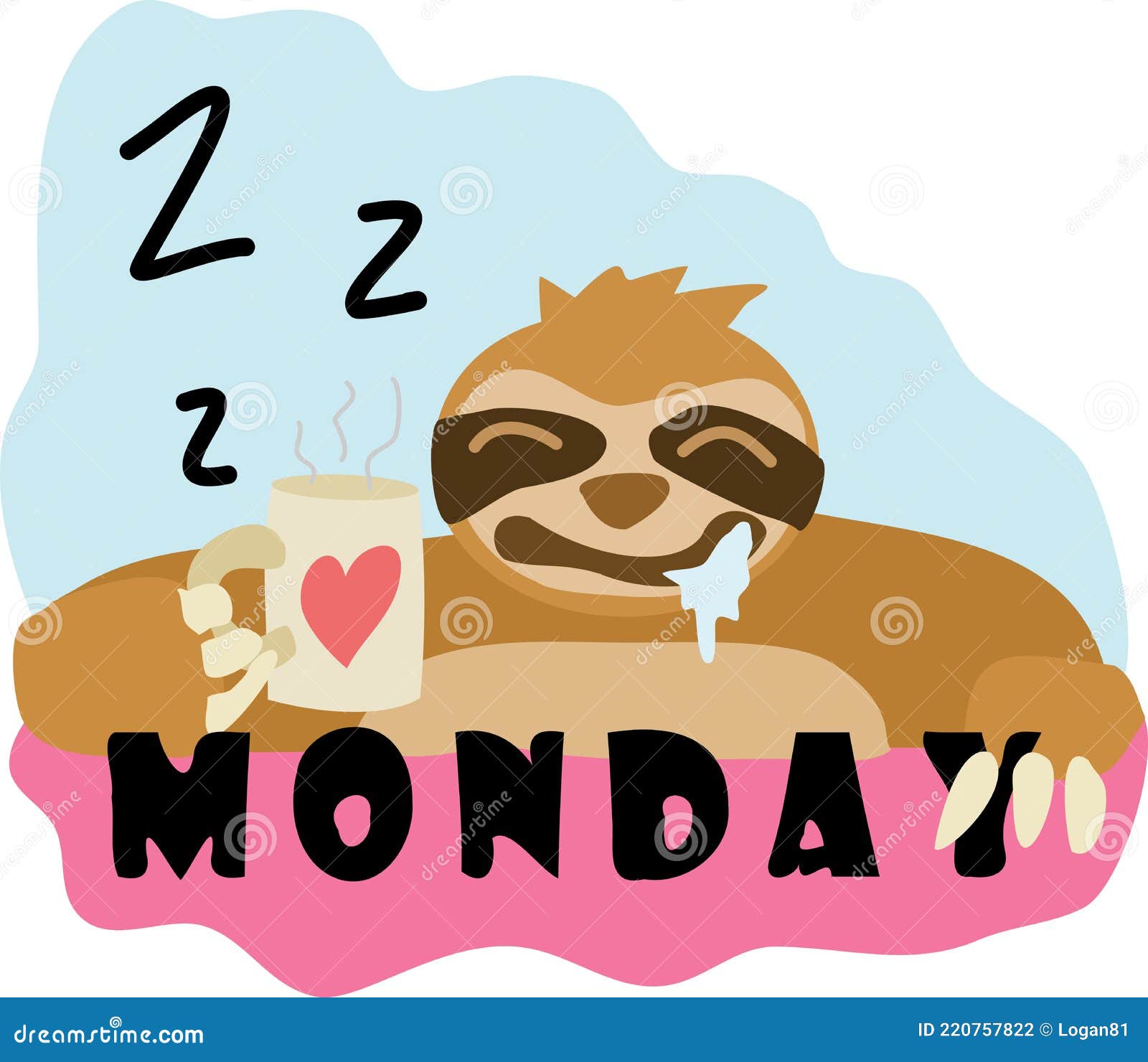Lazy Morning Sloth Image with Cup Stock Vector - Illustration of ...
