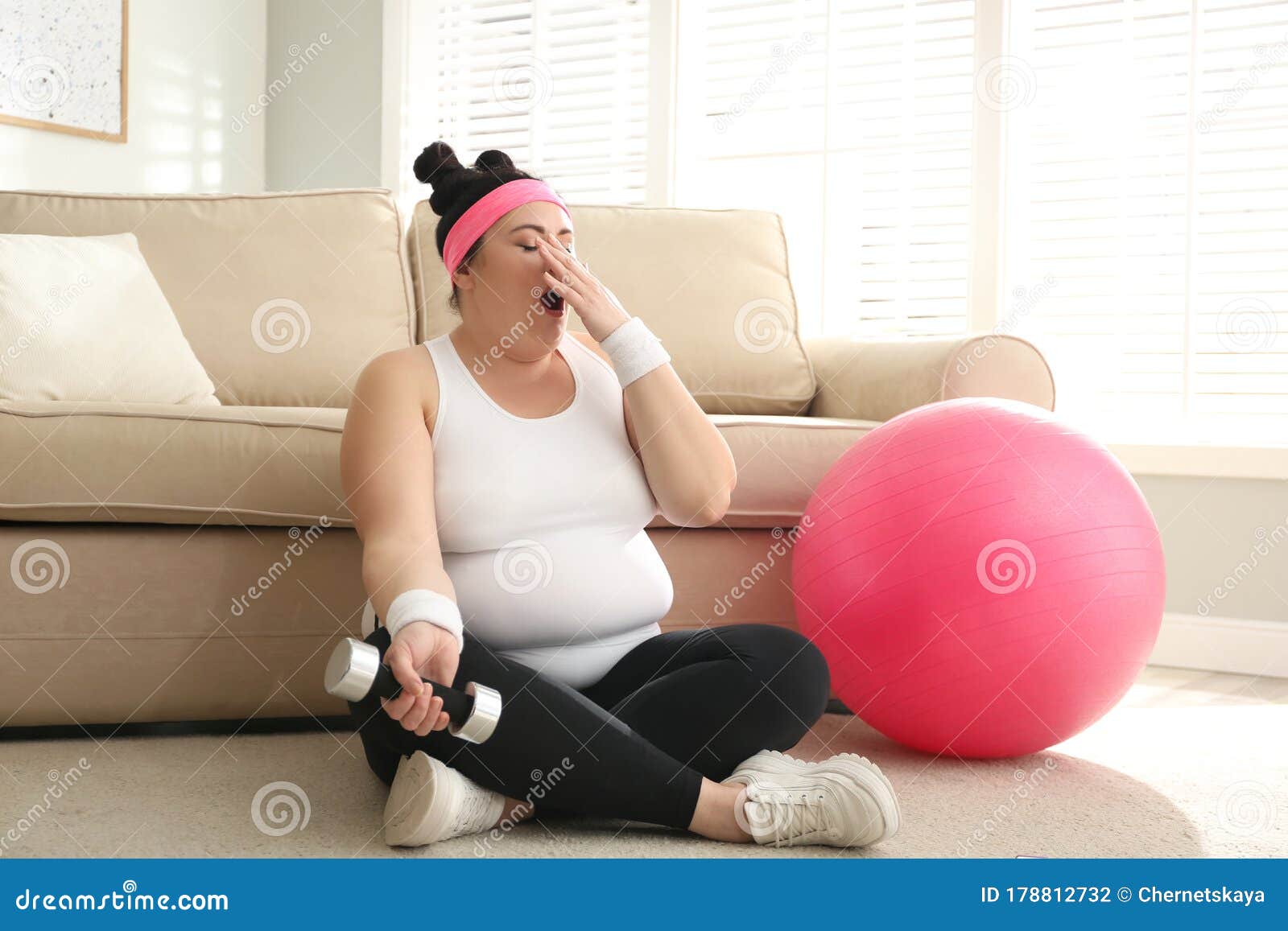 Lazy Overweight Woman with Sport Equipment on Floor Stock Photo - Image ... Lazy Overweight Woman with Sport Equipment on Floor Stock Photo - Image ...
