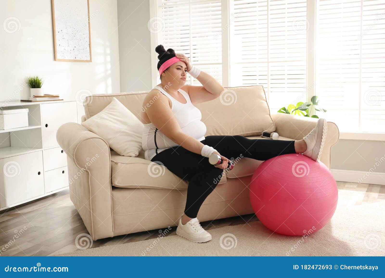 Lazy Overweight Woman with Sport Equipment on Sofa Stock Image - Image ... Lazy Overweight Woman with Sport Equipment on Sofa Stock Image - Image ...