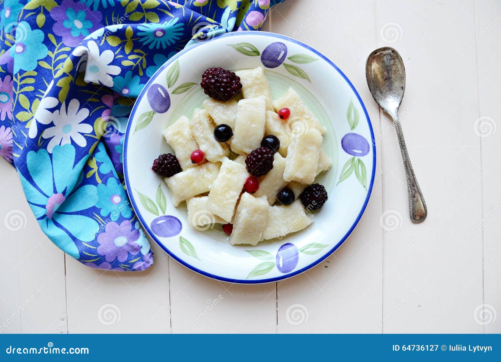 Lazy Pierogi stock image. Image of plate, dessert, blackberry - 64736127