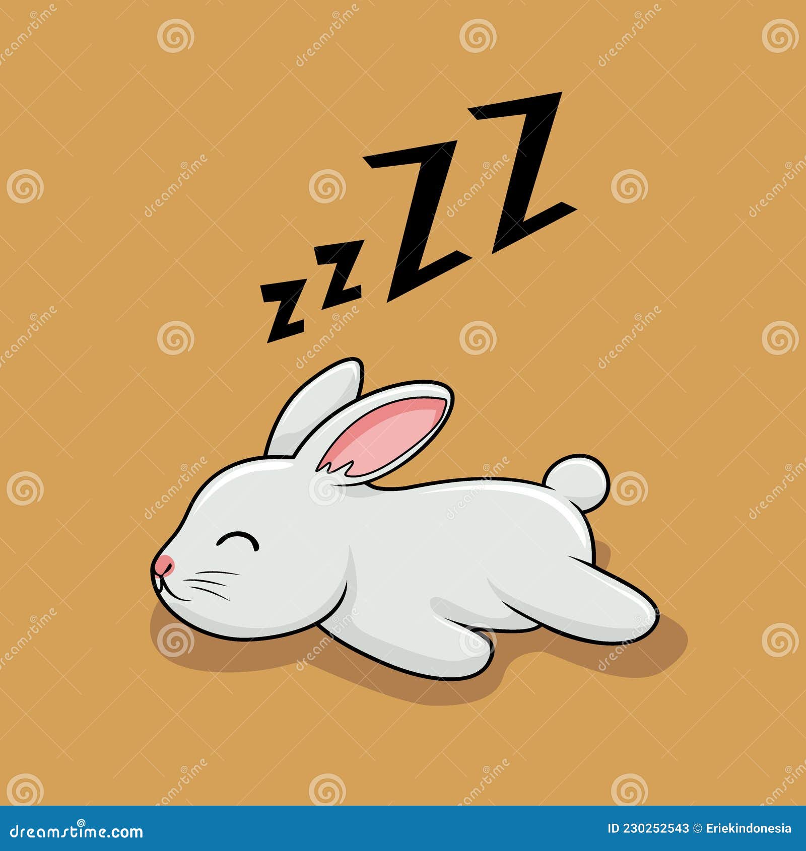 Lazy Rabbit Cartoon Sleeping Bunny Illustration Stock Vector ...