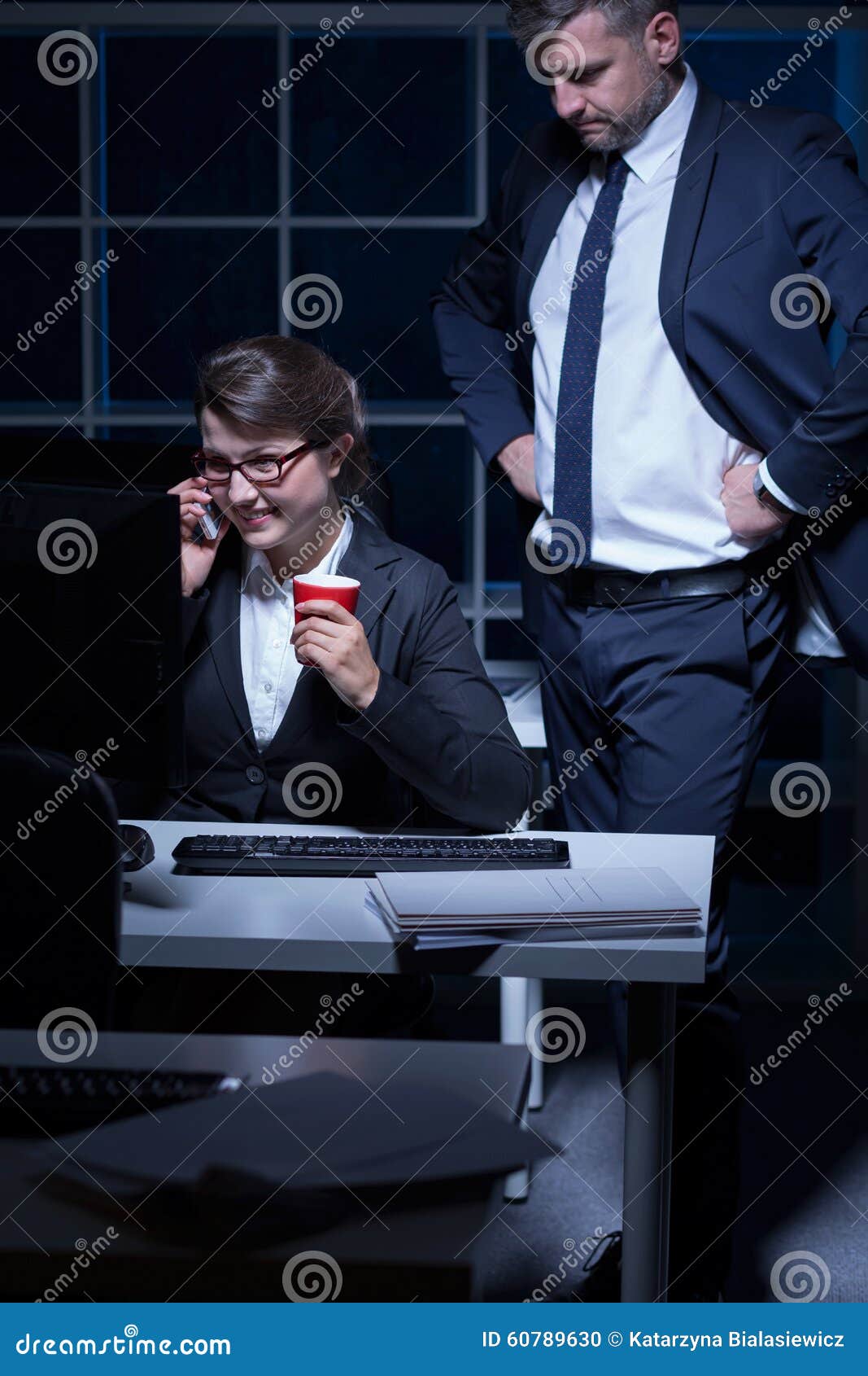 Lazy Secretary and Strict Boss Stock Photo - Image of problem, coffee ...