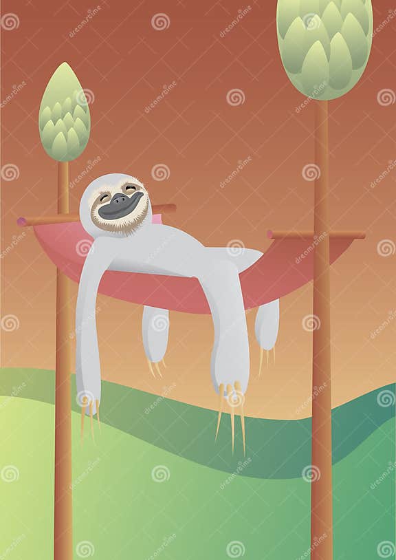 Lazy Sloth stock illustration. Illustration of smiling - 14384269