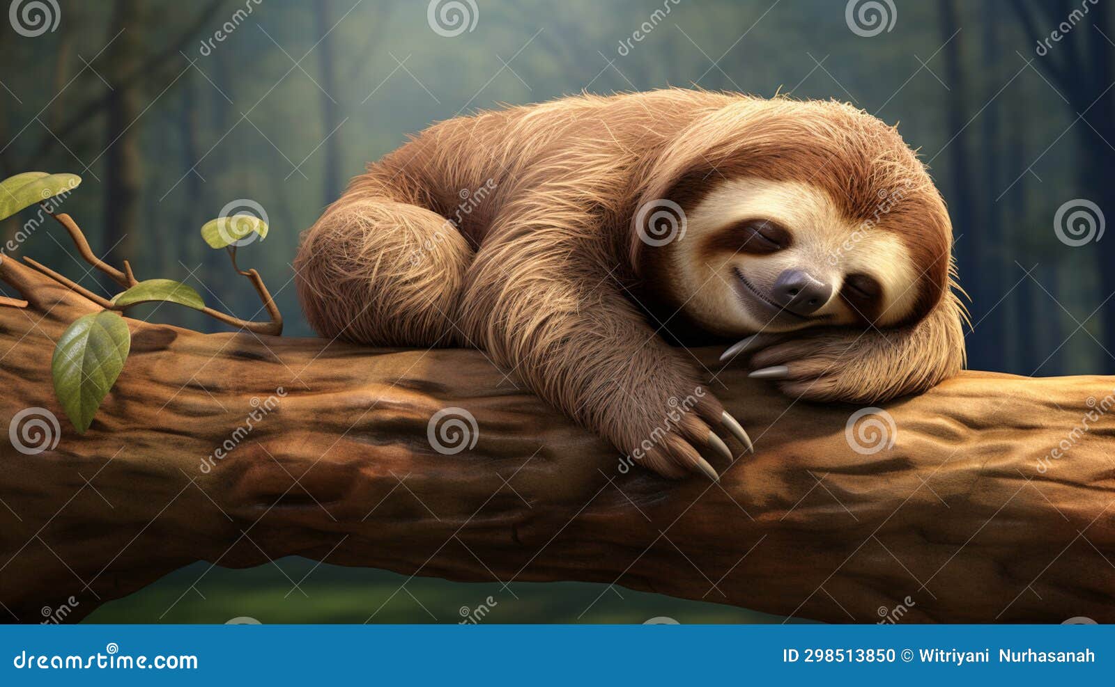 Lazy Sloth Sleeping Slow Animals. Generative Ai Stock Illustration ...