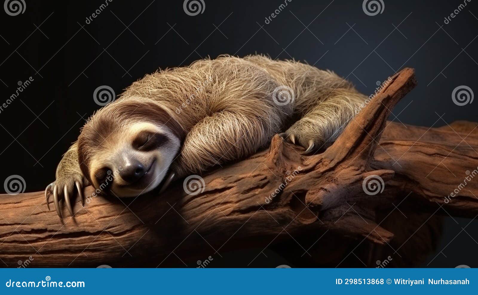Lazy Sloth Sleeping Slow Animals. Generative Ai Stock Illustration ...