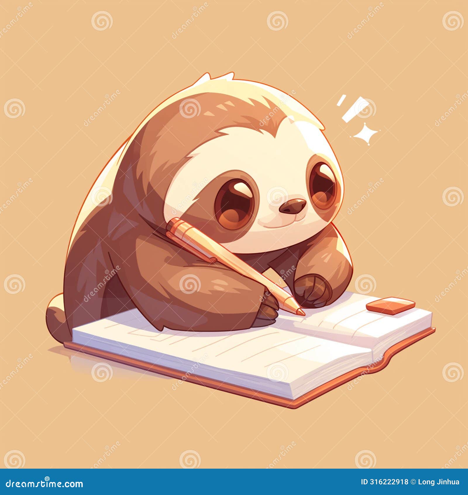 A Lazy Sloth Writer Cartoon Style Stock Vector - Illustration of writer ...