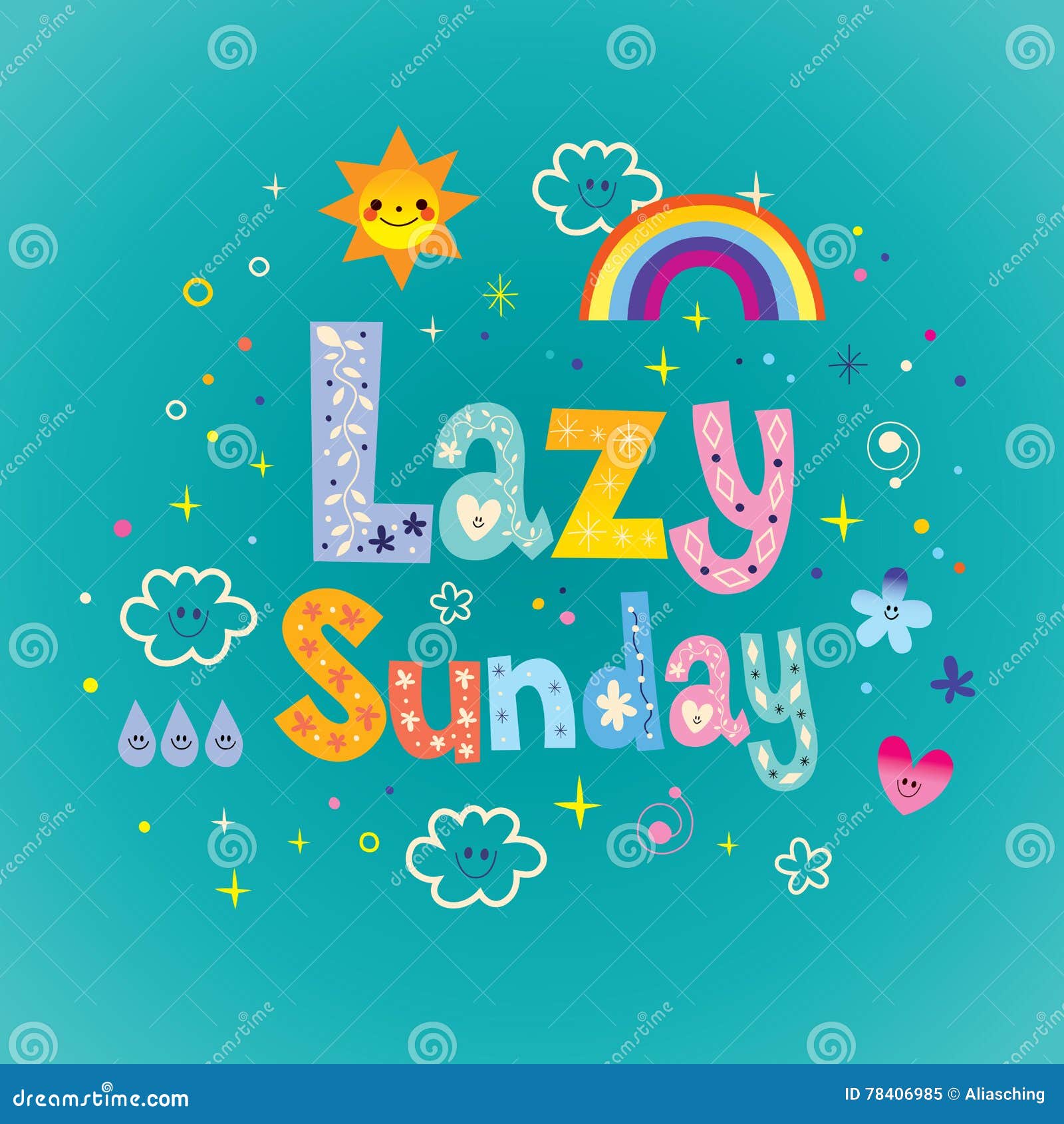 Lazy Sunday Unique Type Design Stock Vector - Illustration of peace ...