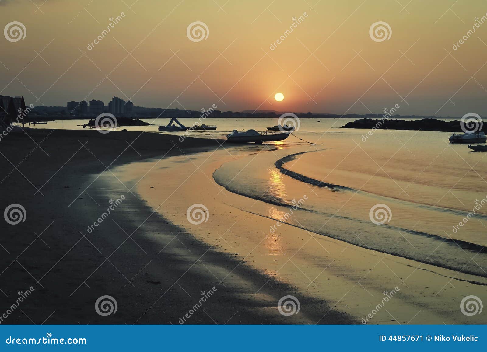Lazy waves at the sunset stock image. Image of coast - 44857671