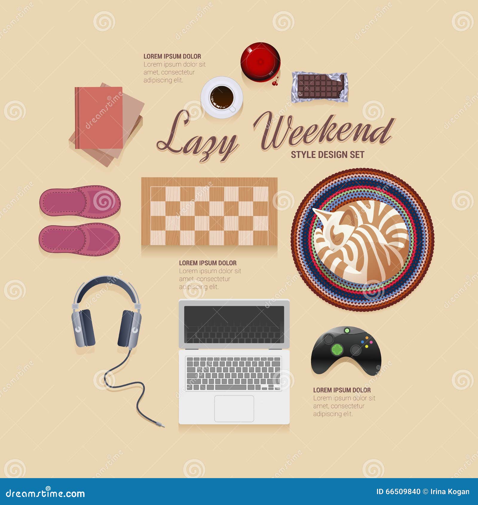 Lazy Weekend at Home Vector Icons Style Design Set Stock Vector ...