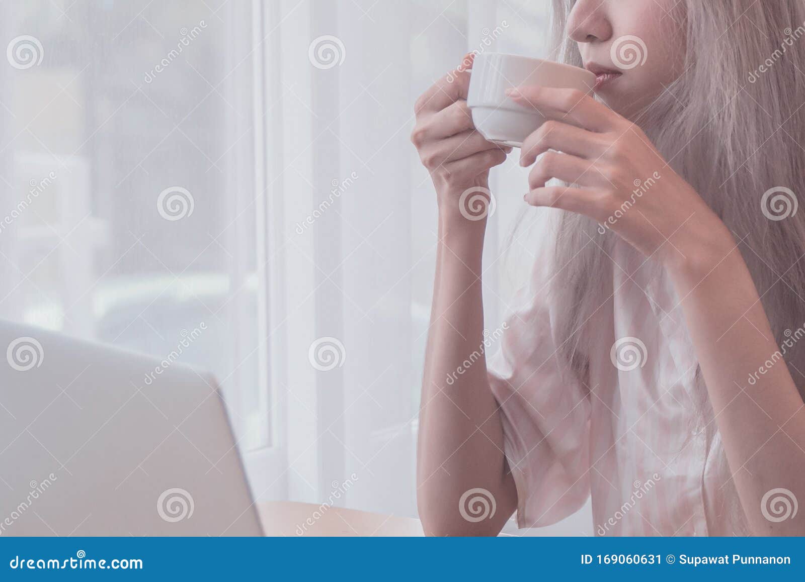 Lazy Woman Drinking Morning Coffee at Home Stock Image - Image of ...