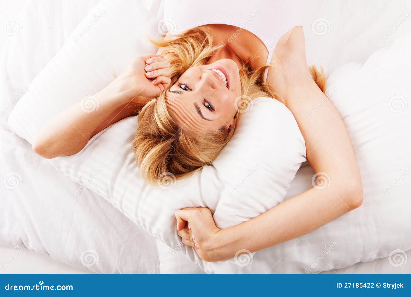 Lazy Woman Stretching in Bed Stock Photo - Image of person, happy: 27185422