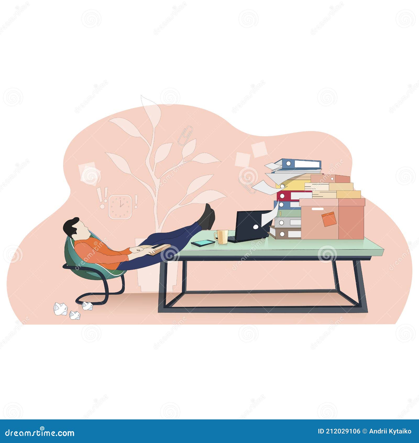 Lazy Worker Sleeping And Angry Colleague Cartoon Vector | CartoonDealer ...
