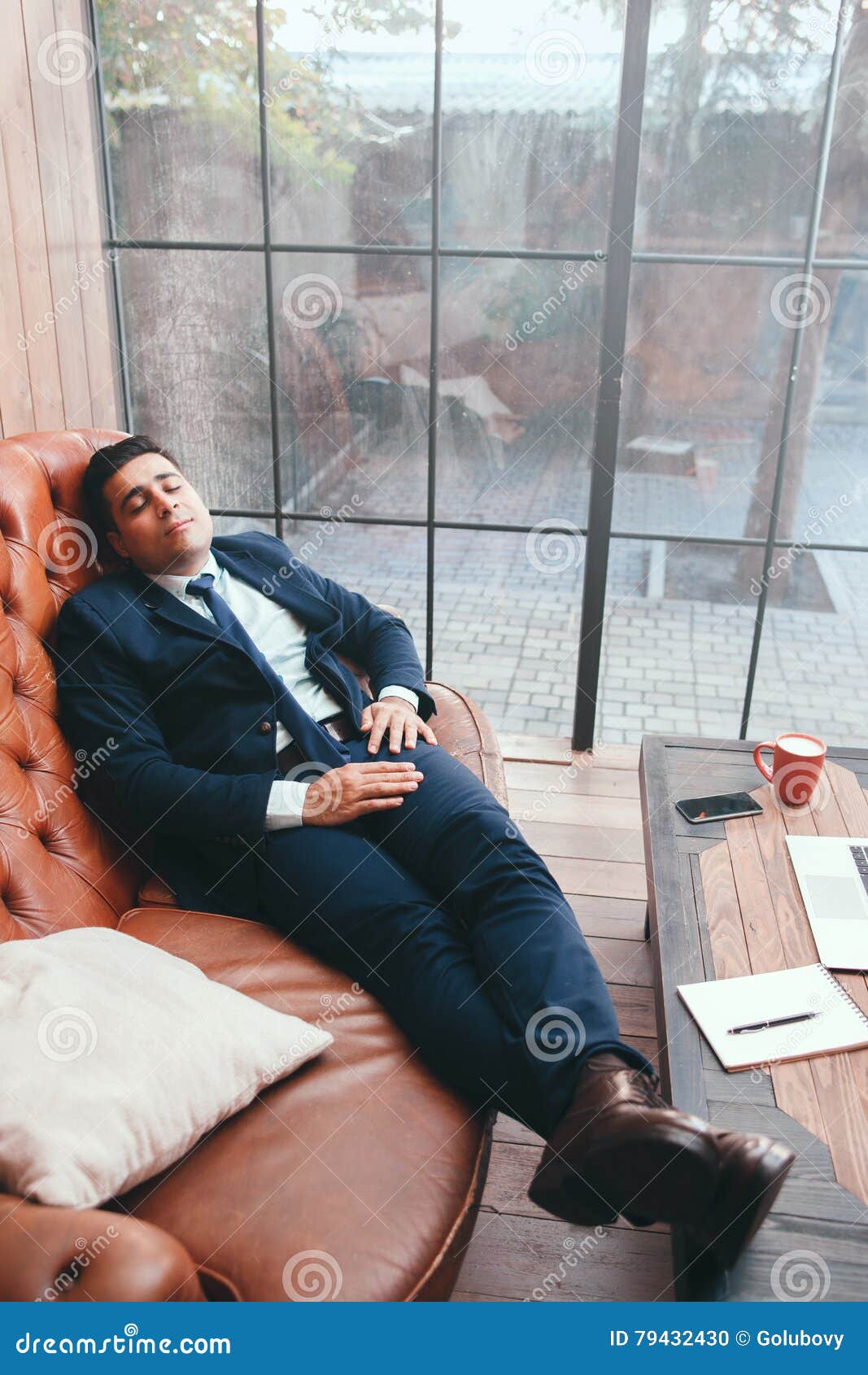 Lazy Worker Lying On Sofa In Office Stock Photography | CartoonDealer ...